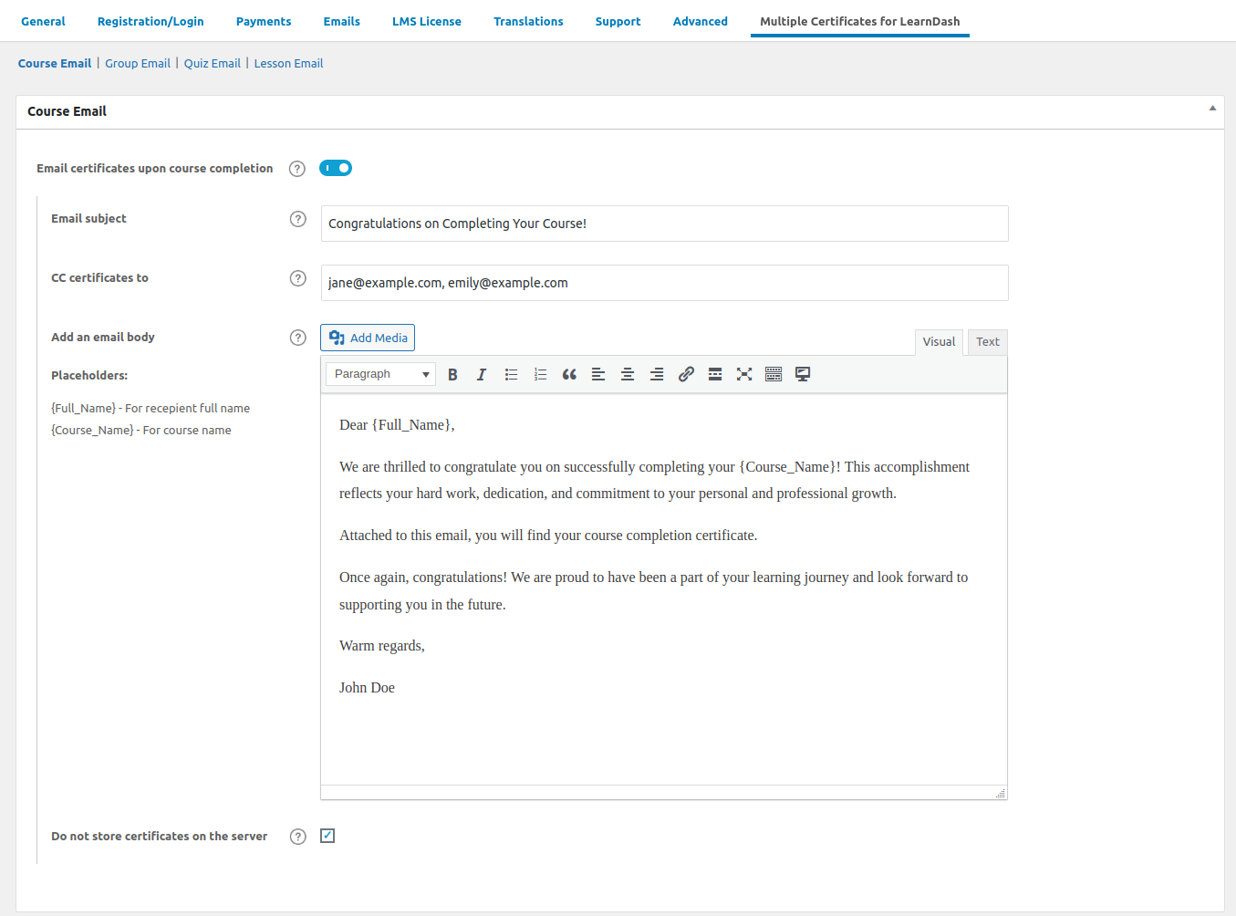 Learndash Multiple Certificates Learndash Certificate Plugin Saffiretech